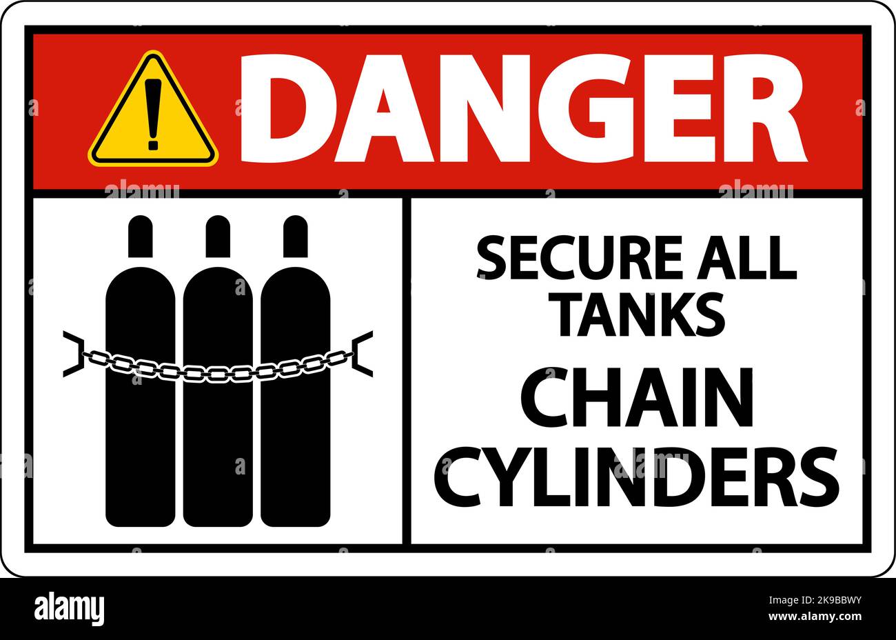 Danger Sign Secure All Tanks, Chain Cylinders Stock Vector Image & Art ...