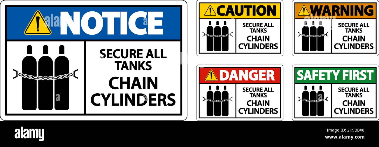 Notice Sign Secure All Tanks, Chain Cylinders Stock Vector Image & Art ...