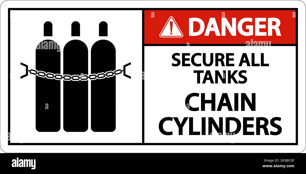 Danger Sign Secure All Tanks, Chain Cylinders Stock Vector Image & Art ...