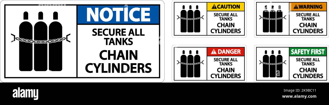 Notice Sign Secure All Tanks, Chain Cylinders Stock Vector Image & Art ...