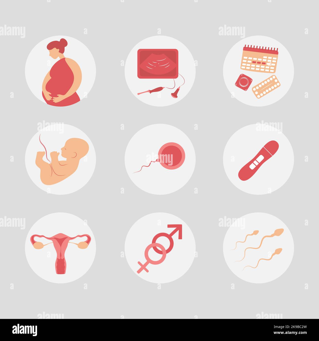 Woman fertility icon set. Obstetrics signs collection. Pregnancy ...