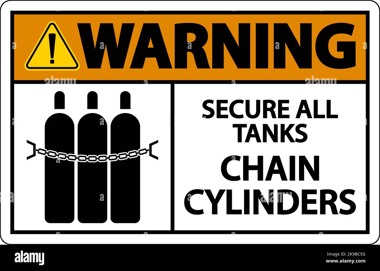 Warning Sign Secure All Tanks, Chain Cylinders Stock Vector Image & Art ...