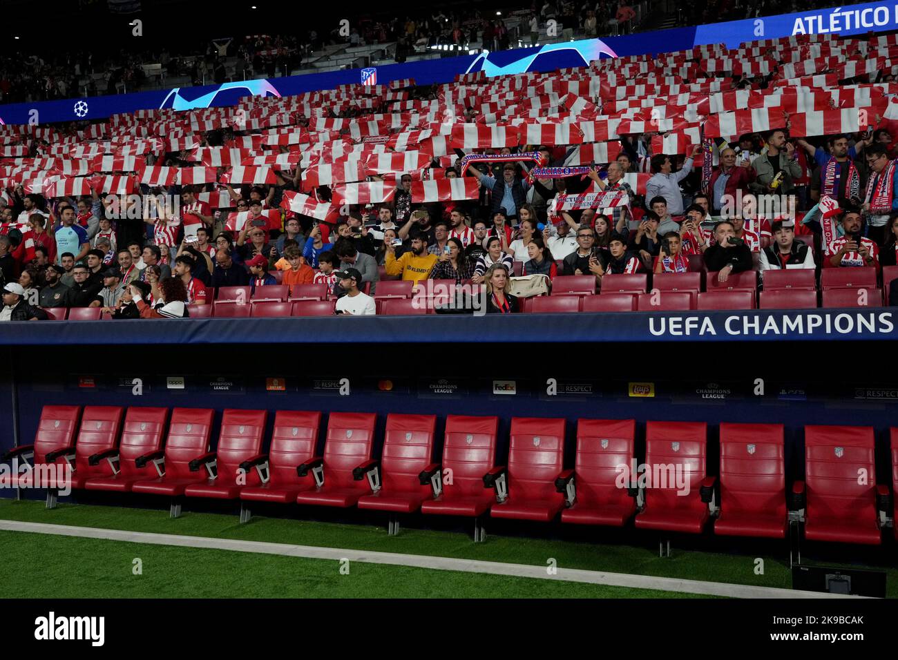 Atletico de Madrid benches during the UEFA Champions League match ...