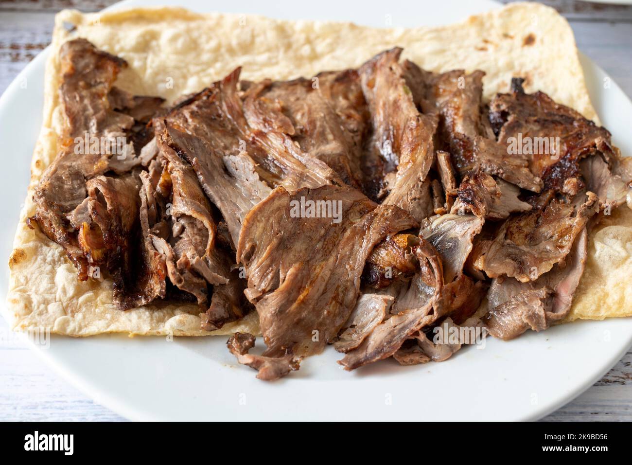 Turkish meat doner on wood background. Traditional flavors. Doner kebab ...