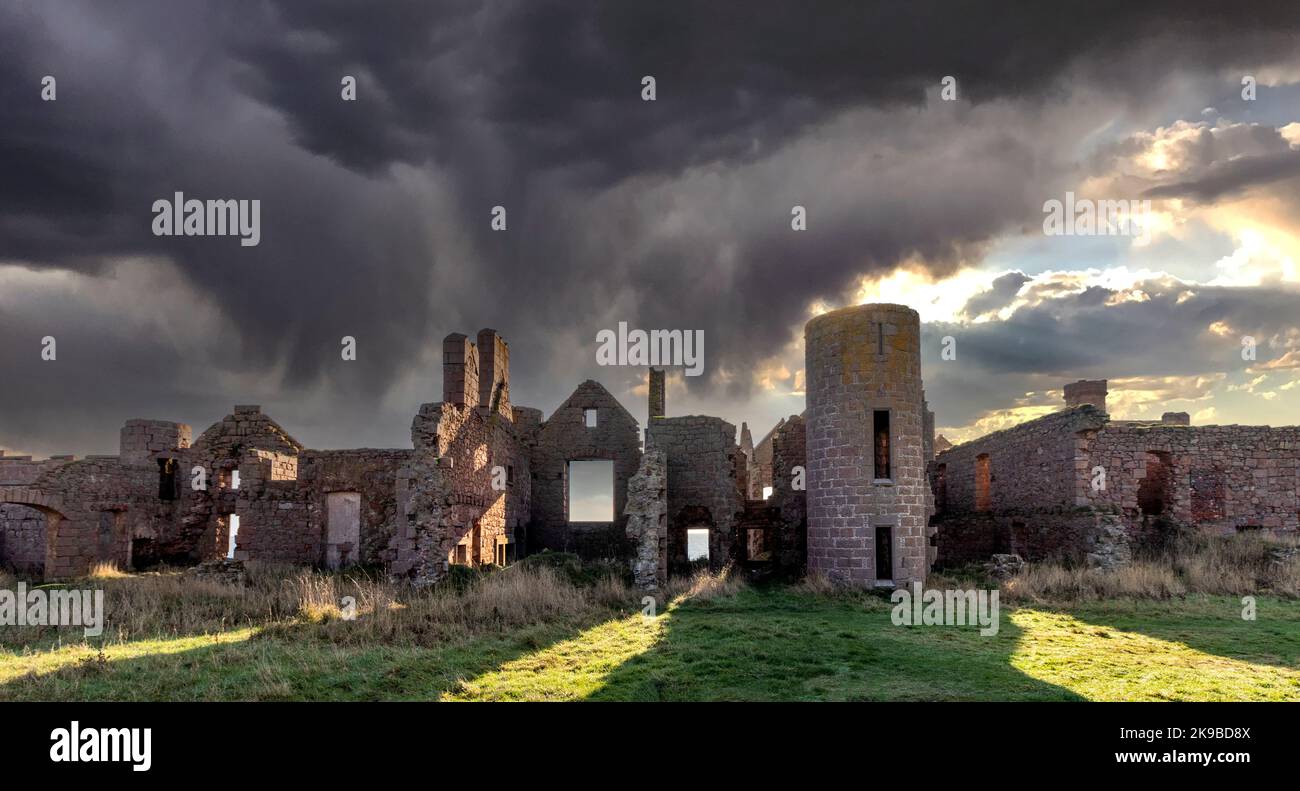 Slains Castle Cruden Bay Aberdeenshire Scotland the landward aspect of ...