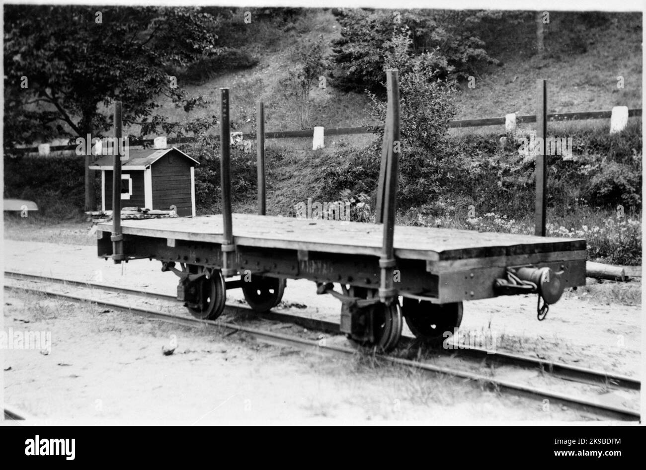 Stafsjö Railway Open two -axis freight car U. The wagon posts are made ...