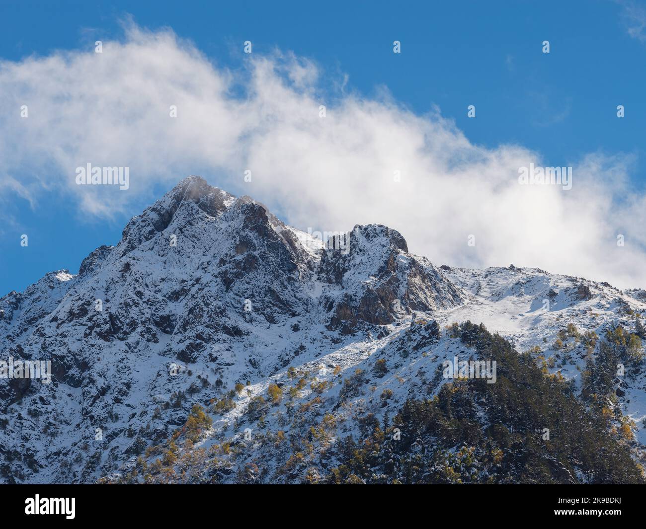 journey by Irkis valley, Arkhyz, Karachay-Cherkessia, North Caucasus. snowy mountain valley with ...