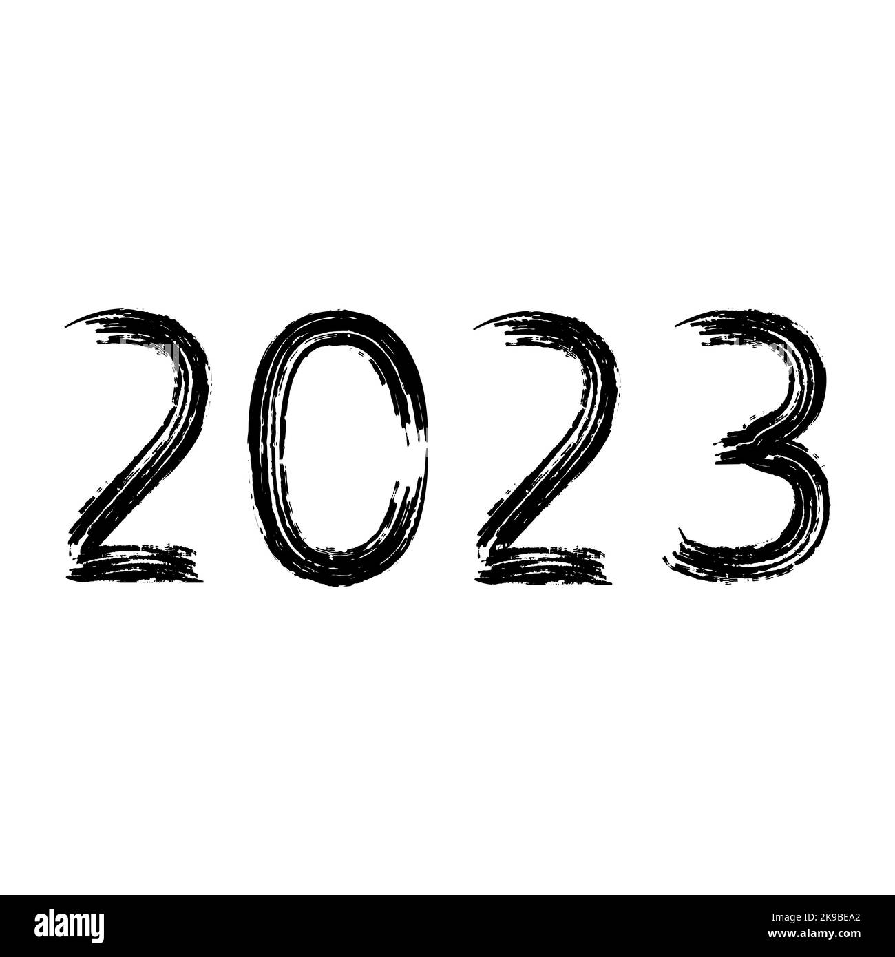 Year 2023 figures black brush drawing, vector image Stock Vector Image ...