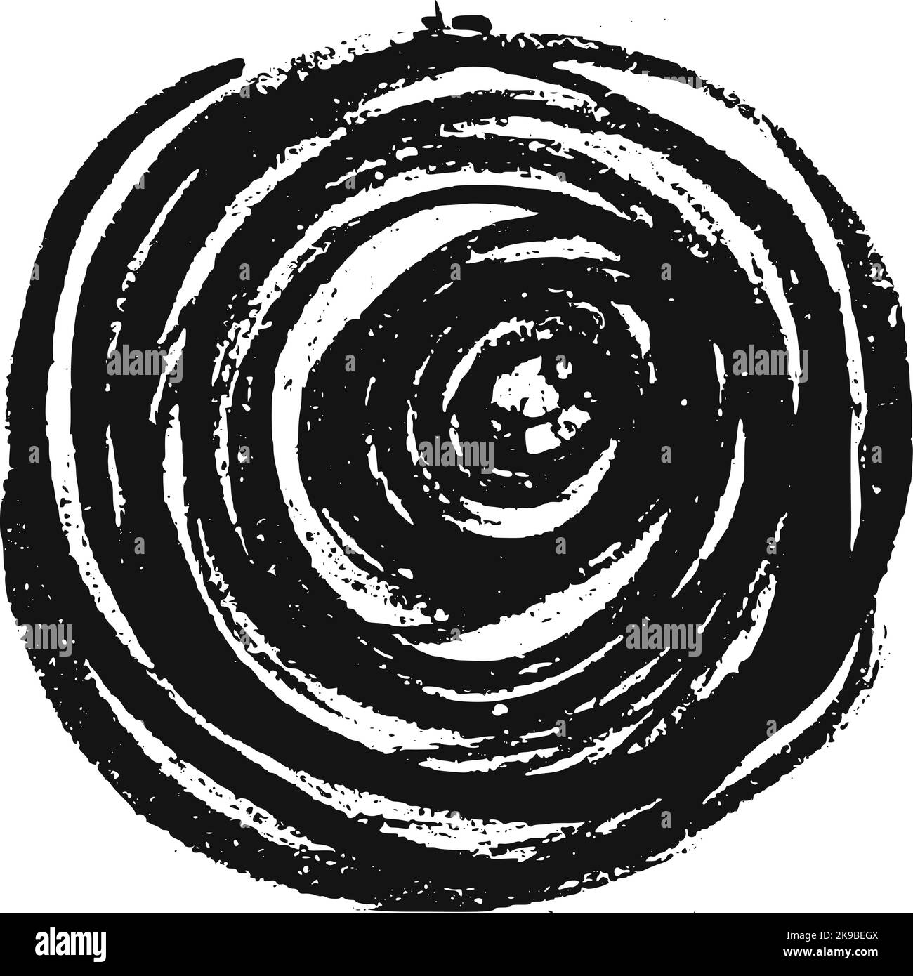 Grungy ink circle. Round scribbling black texture Stock Vector Image ...
