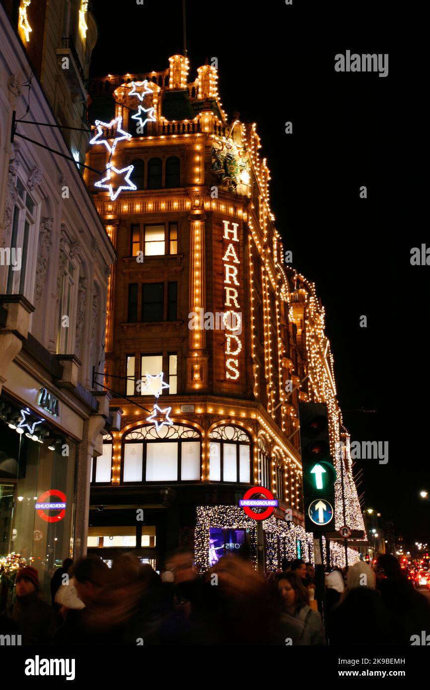 London, UK - December 2, 2012: Christmas lights on Brompton Road ...