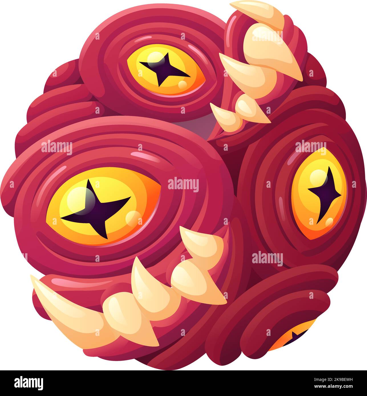 Monster planet with teeth and evil eyes. Cartoon fantasy space Stock ...