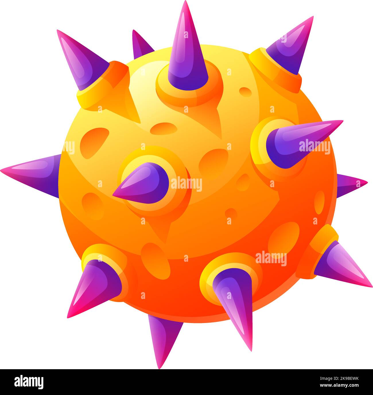 Fantastic planet with sharp spikes. Cartoon thorns sphere Stock Vector ...