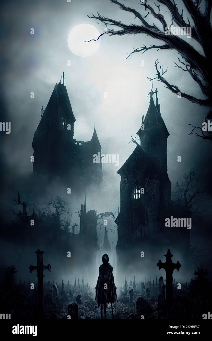 Spooky halloween scene bats hi-res stock photography and images - Alamy