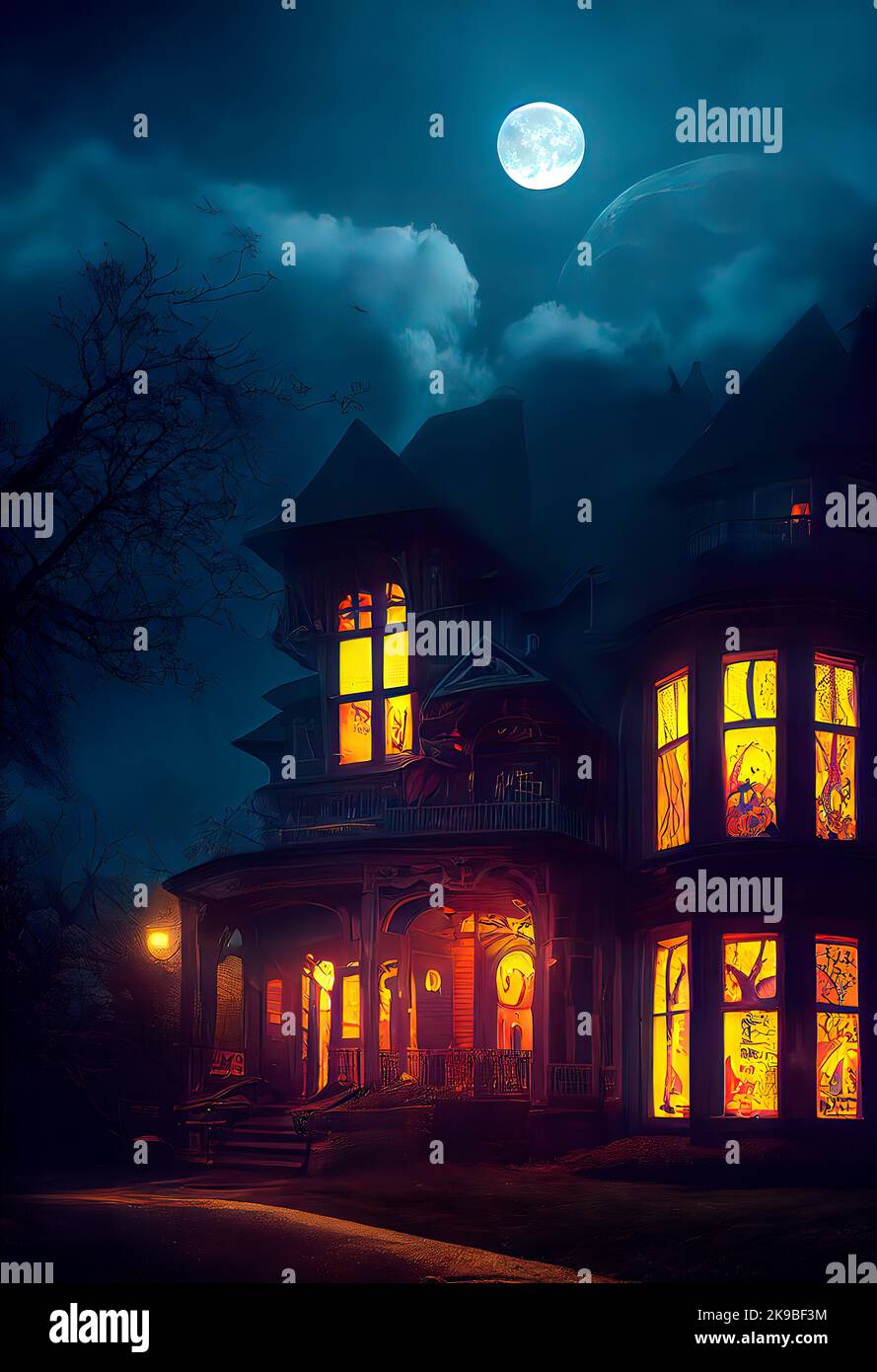 Manor house gothic forest moon hi-res stock photography and images - Alamy