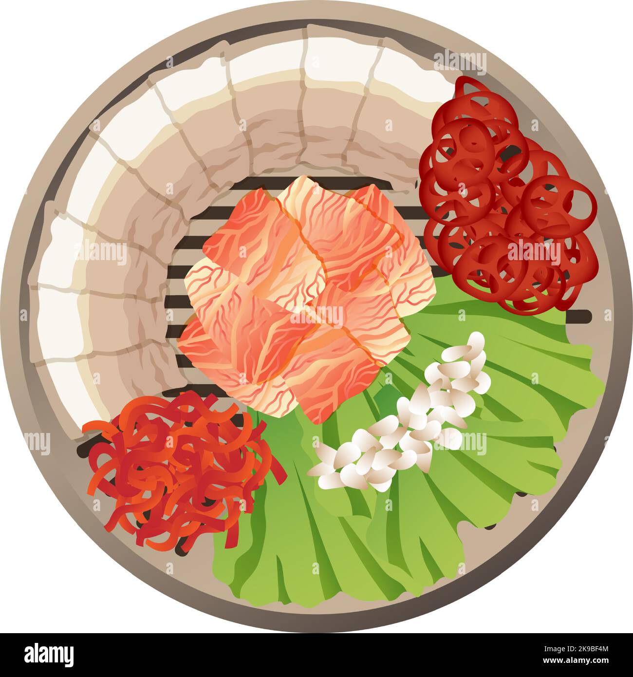 Korean cuisine plate. Bossam dish top view Stock Vector Image & Art - Alamy