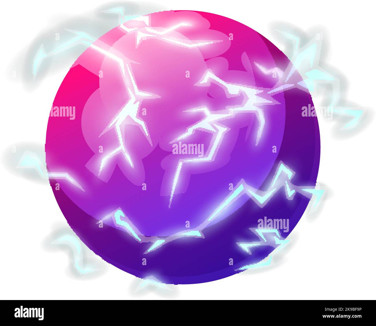 Fantastic space planet with electric lightnings. Cartoon icon Stock ...