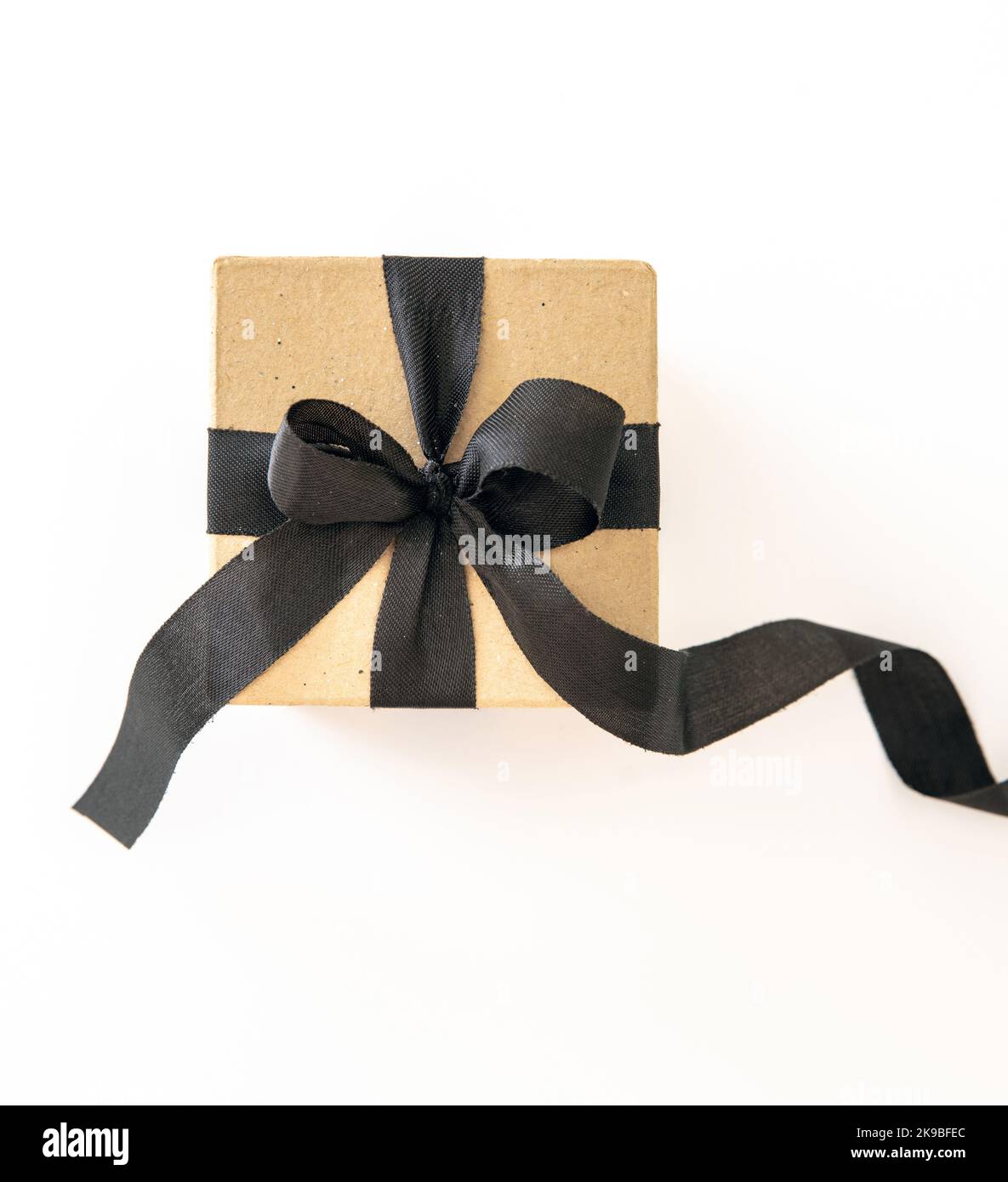 Gift box with black ribbon isolated against white background, Black ...