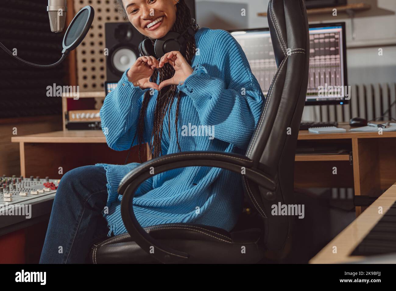 Beautiful radio dj smiling on hi-res stock photography and images - Alamy