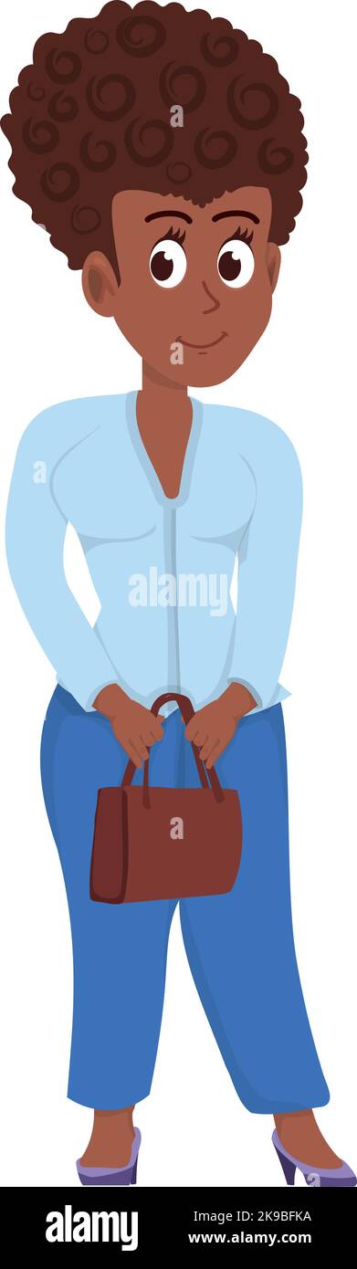 Corporate female worker. Cartoon black woman in formal clothes Stock ...