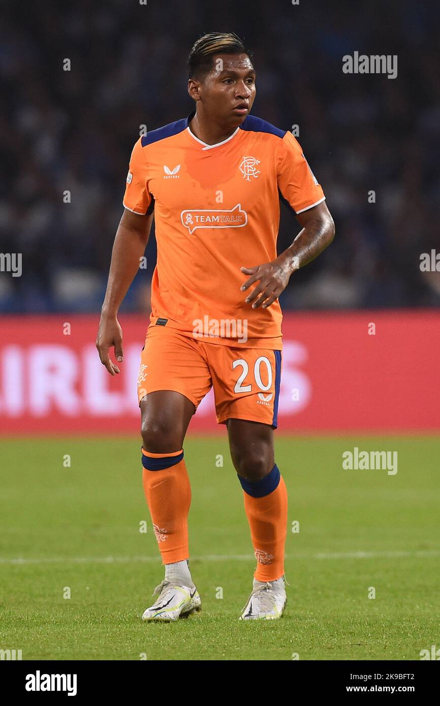 Naples, Italy. 26 Oct, 2022. Alfredo Morelos of Rangers FC during the ... Naples, Italy. 26 Oct, 2022. Alfredo Morelos of Rangers FC during the ...