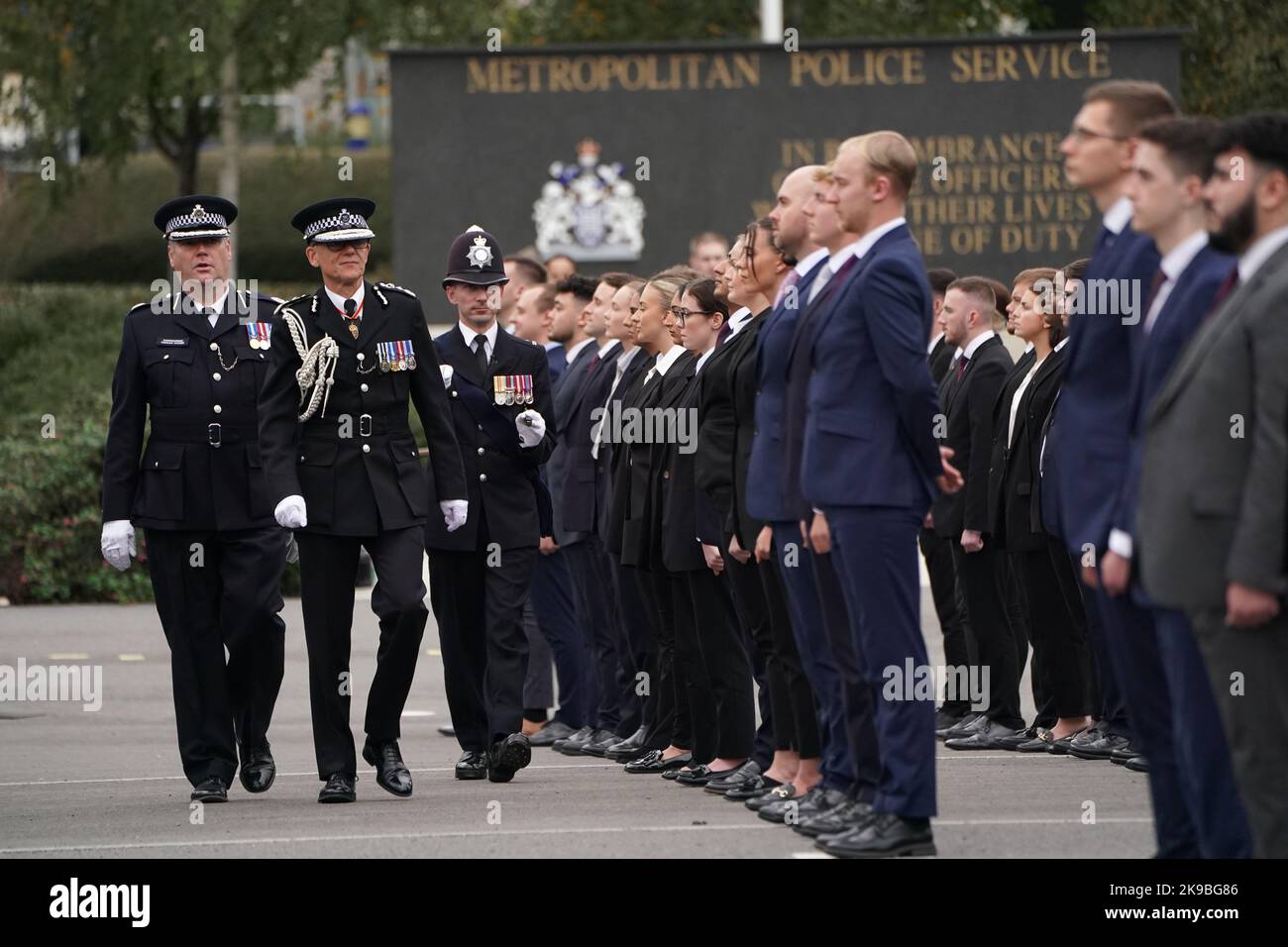 Metropolitan Police Commissioner Mark Rowley (2nd left) inspects new ...