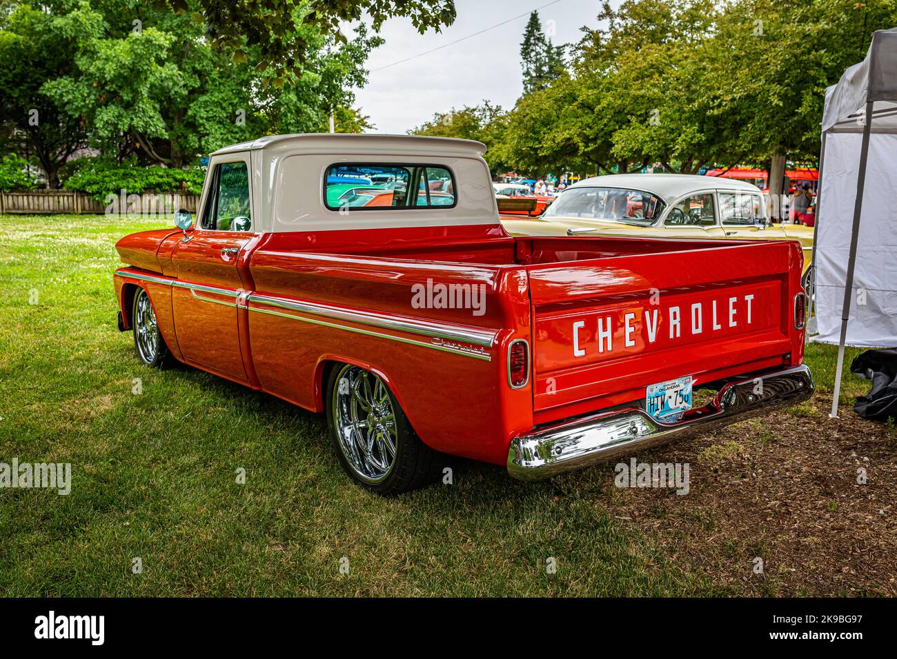 Des Moines, IA - July 01, 2022: High perspective rear corner view of a ...