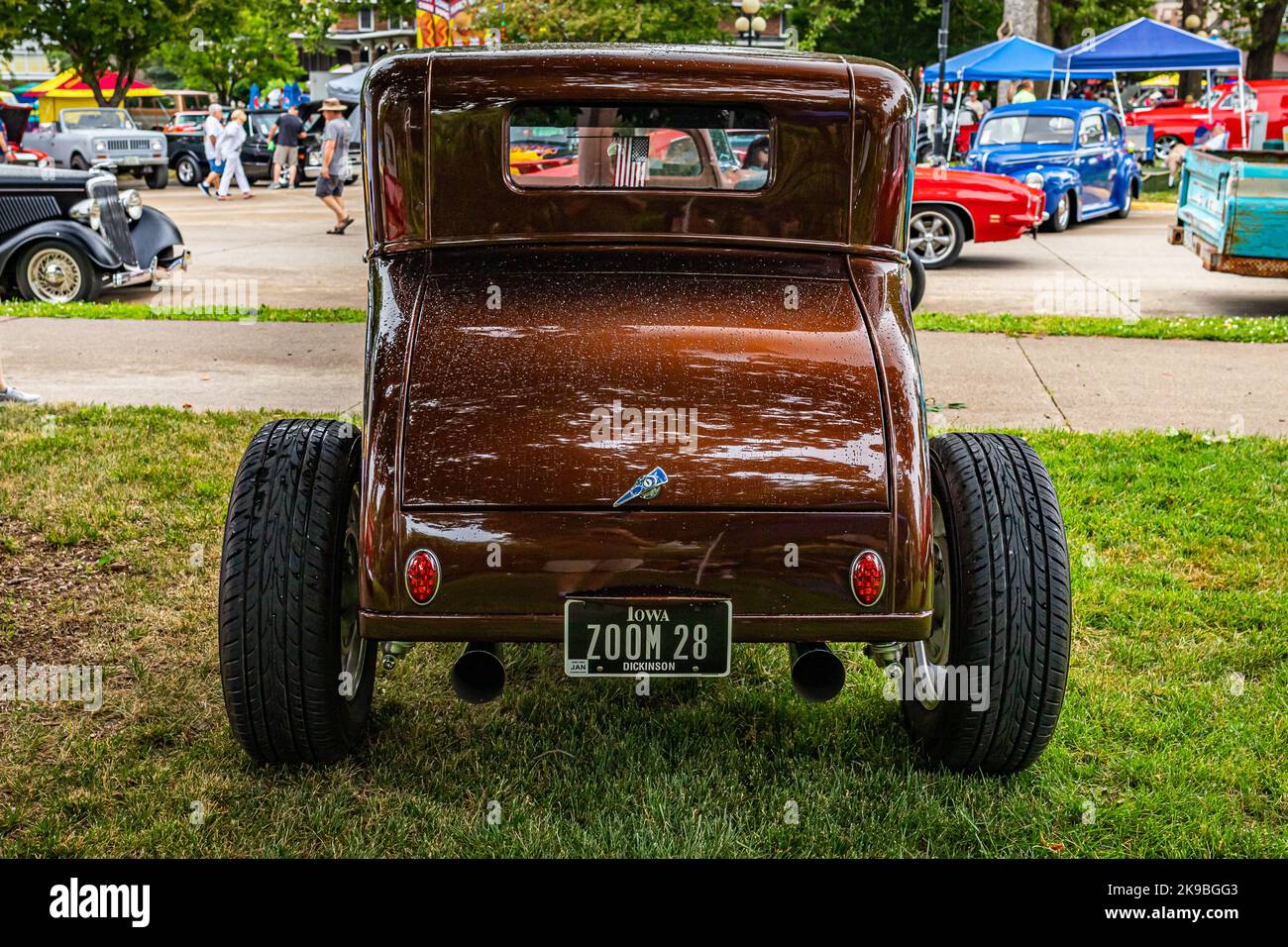 Des Moines, IA - July 01, 2022: High perspective rear view of a 1928 ...