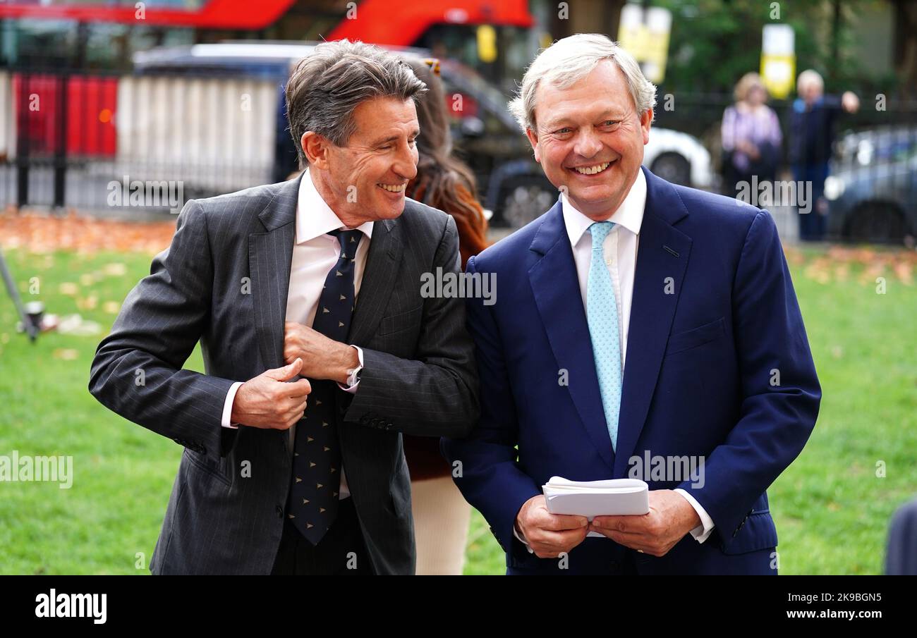 Lord Sebastian Coe (left) and William Haggis arrive for a service to ...