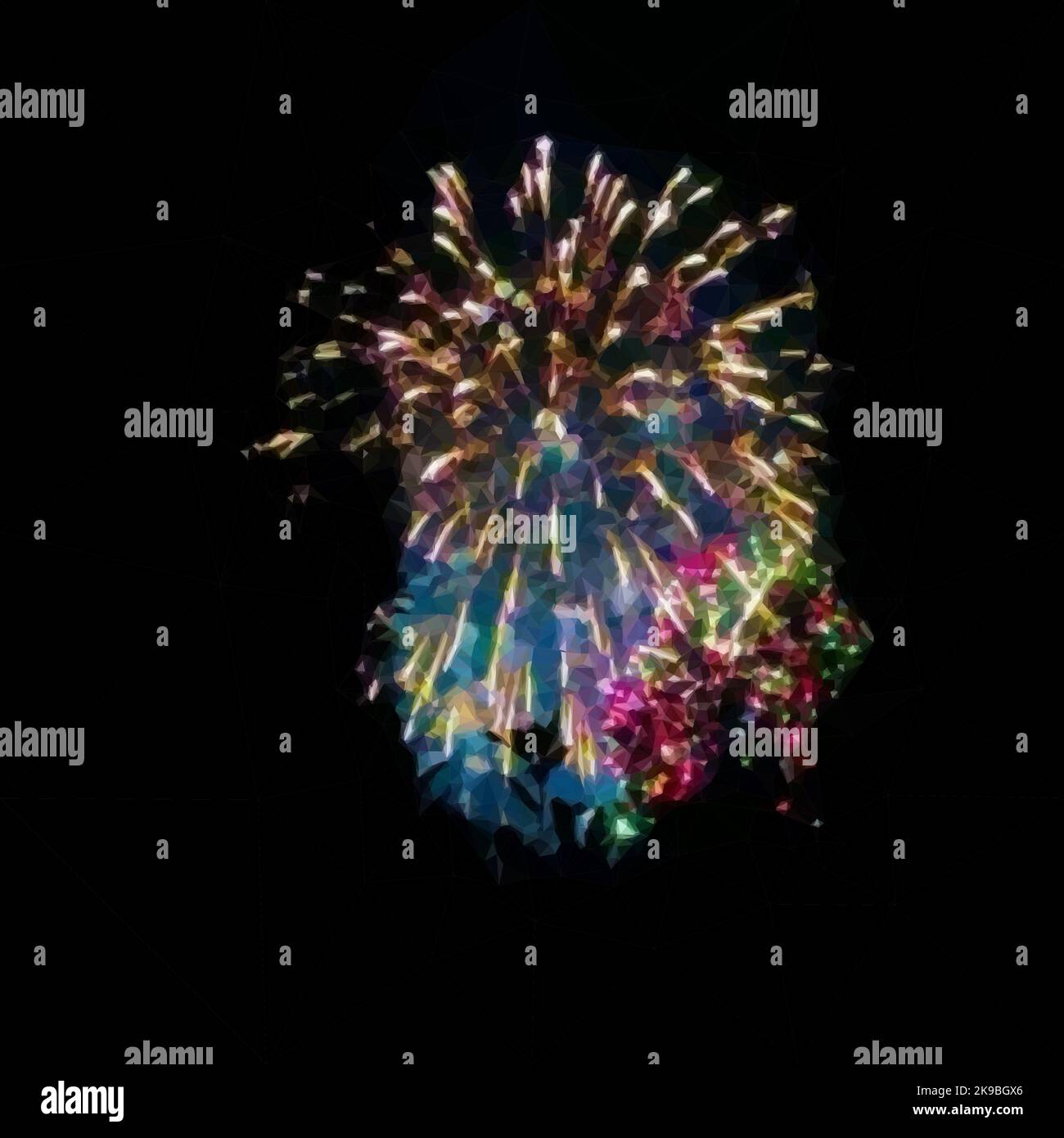 background with fireworks. Colorful explosions at night. Vector in Low ...