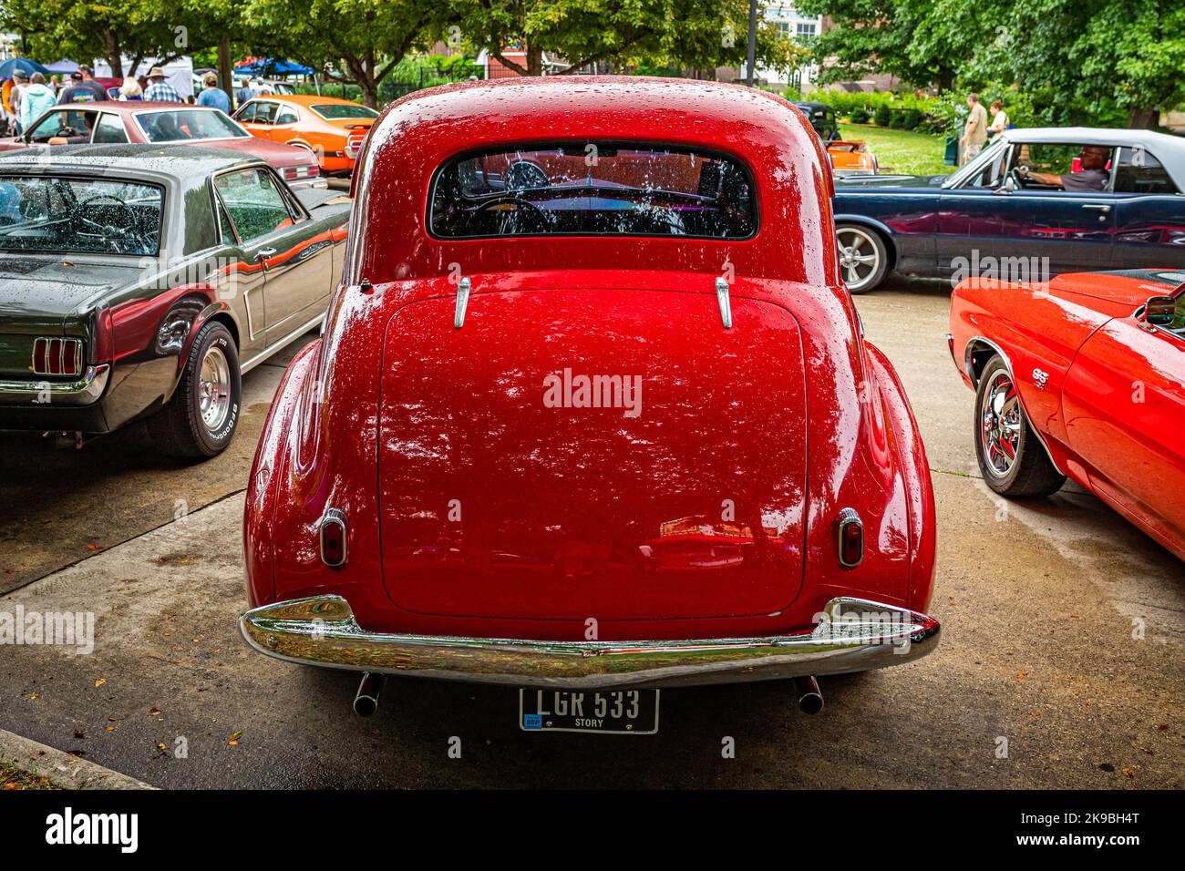 Des Moines, IA - July 01, 2022: High perspective rear view of a 1940 ...