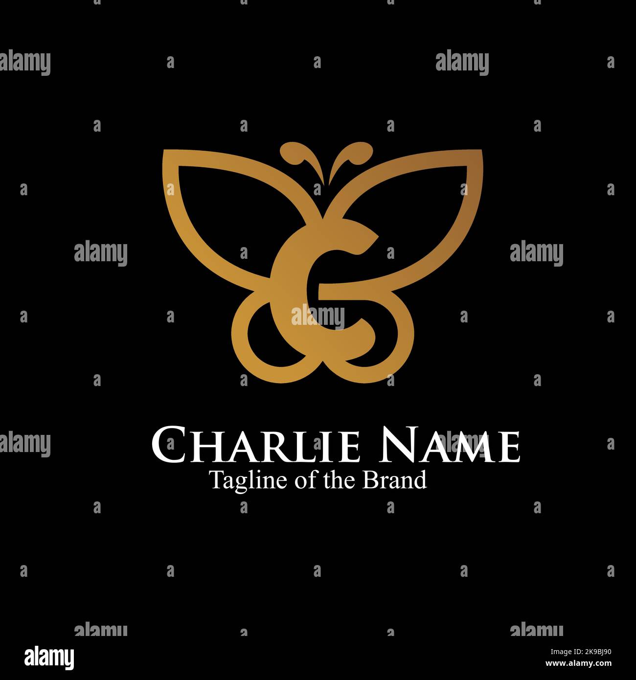 letter C inside butterfly. initial text luxury logo. outline butterfly ...
