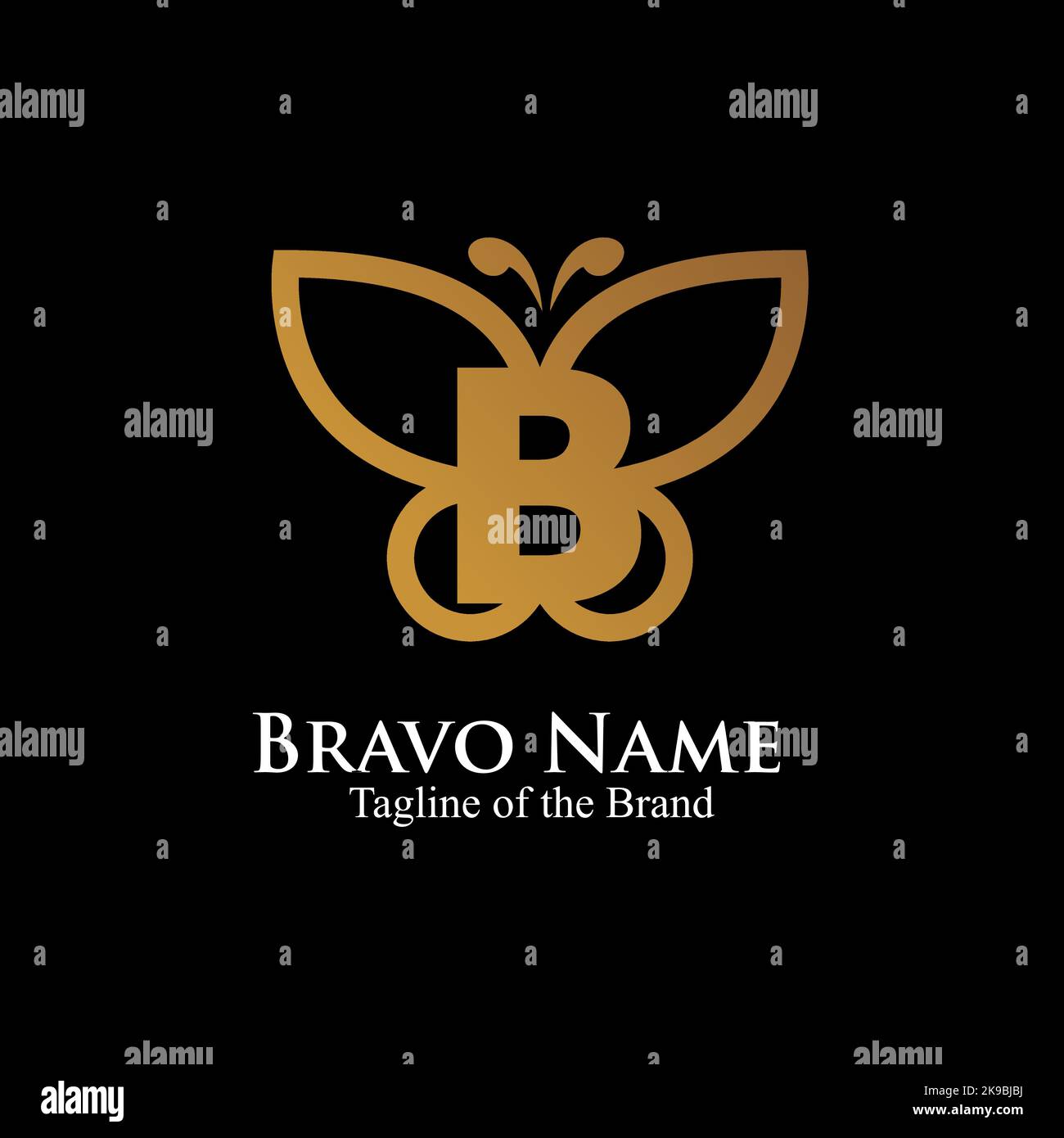 letter B. initial text luxury logo. inside outline butterfly logo ...