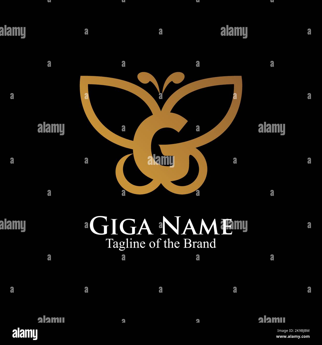 letter G inside buterfly logo. initial text luxury logo. outline ...