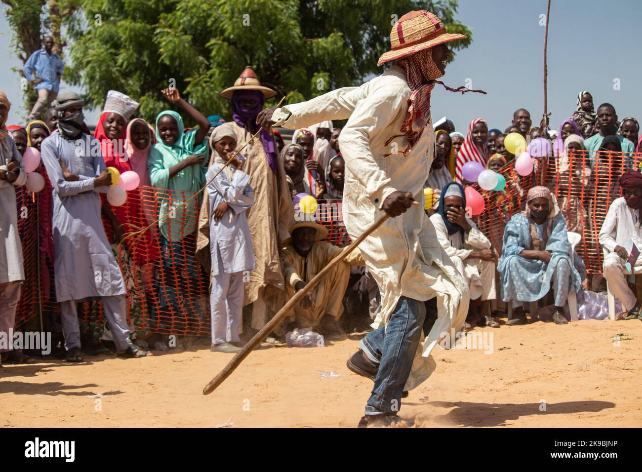 African tribes, Nigeria, Borno State, Maiduguri city. Fulani tribe members traditionally dressed ...