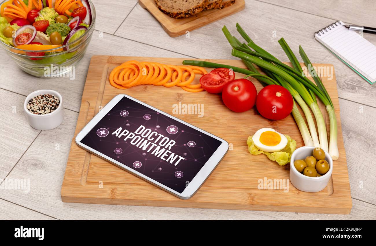Tablet Pc with fruits, healthy concept Stock Photo - Alamy