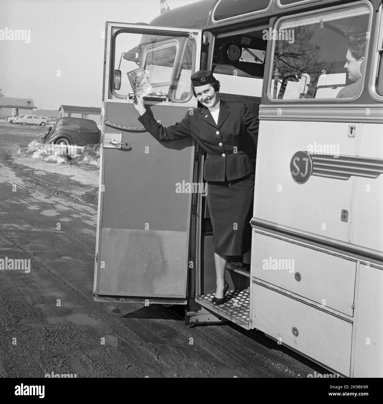 State Railways, SJ Tourist bus with hostess Stock Photo - Alamy
