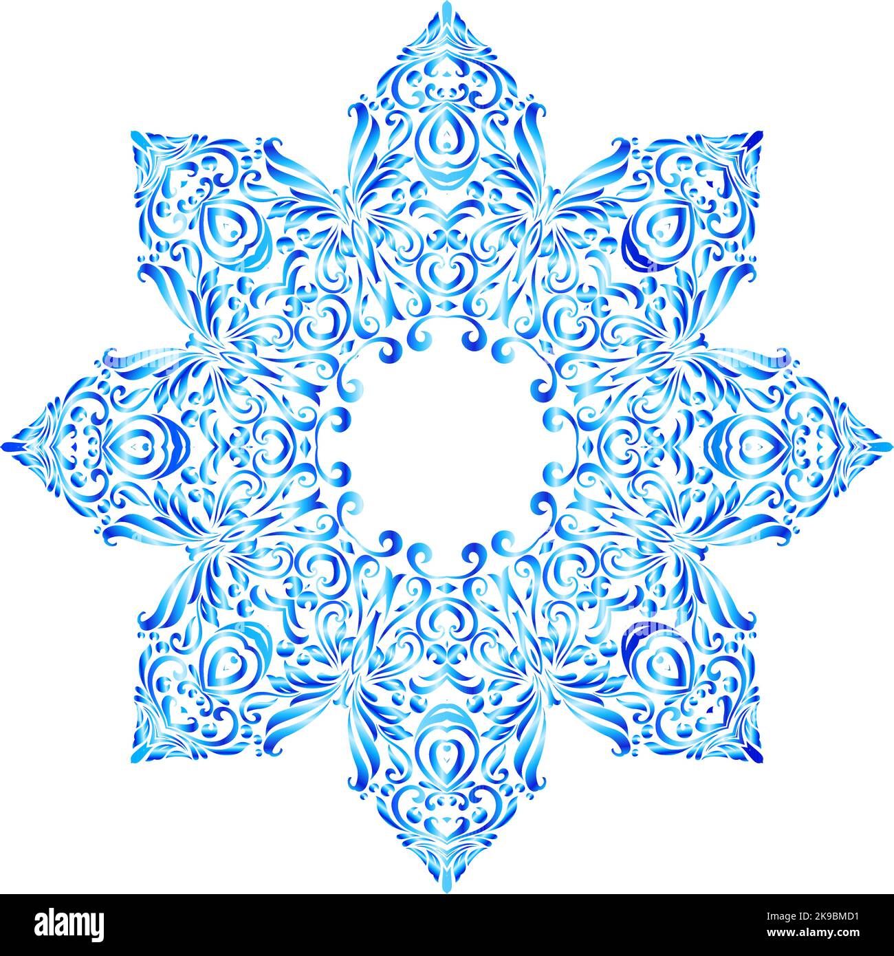 Elegant blue snowflake made of floral pattern Stock Vector Image & Art ...