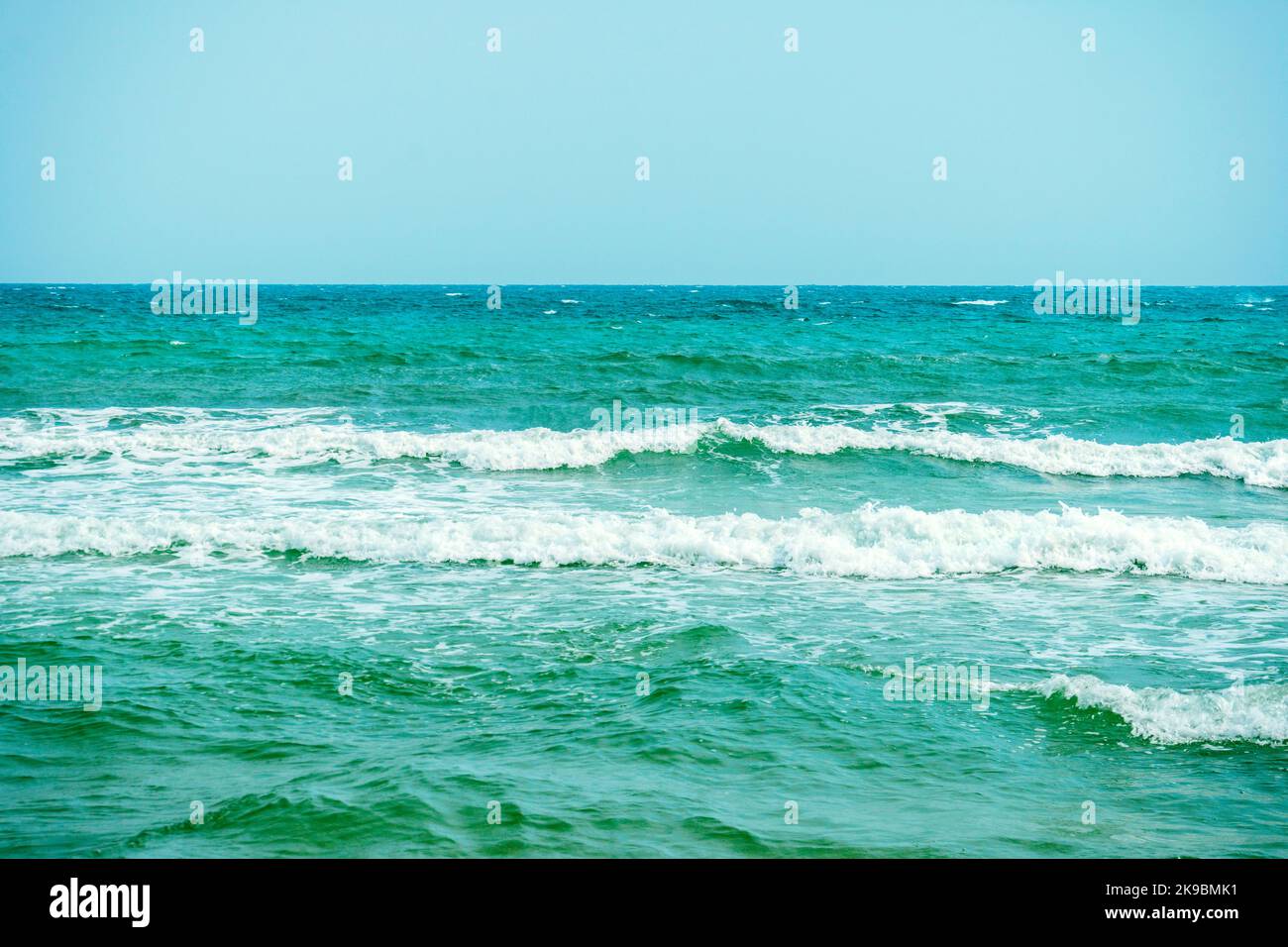 Sea as a background and texture. the horizon line separating the sky ...