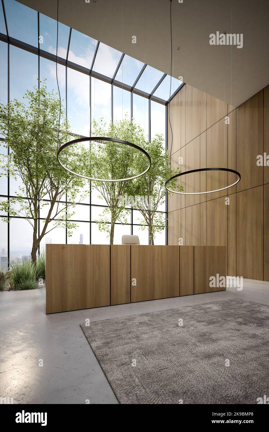 Modern style conceptual reception interior room 3 d illustration Stock ...