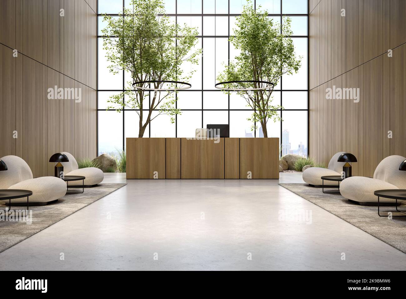 Modern style conceptual reception interior room 3 d illustration Stock ...