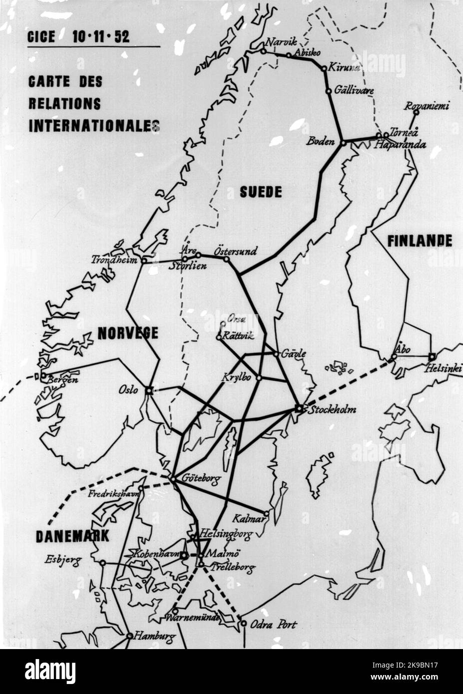 Map of the Nordic countries. Carte des Relations International Stock ...