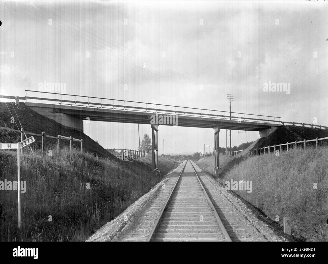 Road bridge over the railway in Grimsåker on the route between Vansbro ...