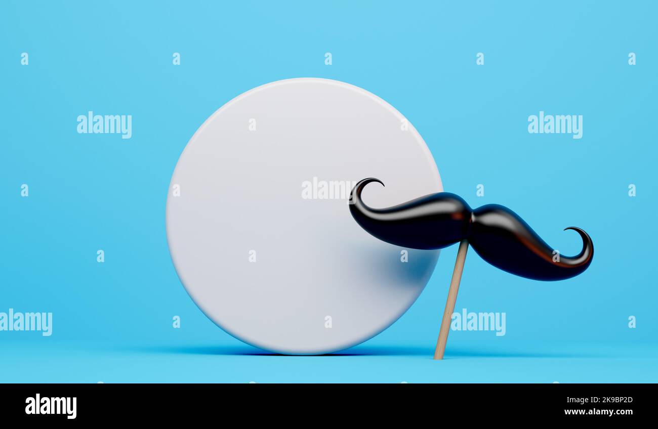 Black mustache with a blank white circle label. 3D Rendering Stock ...
