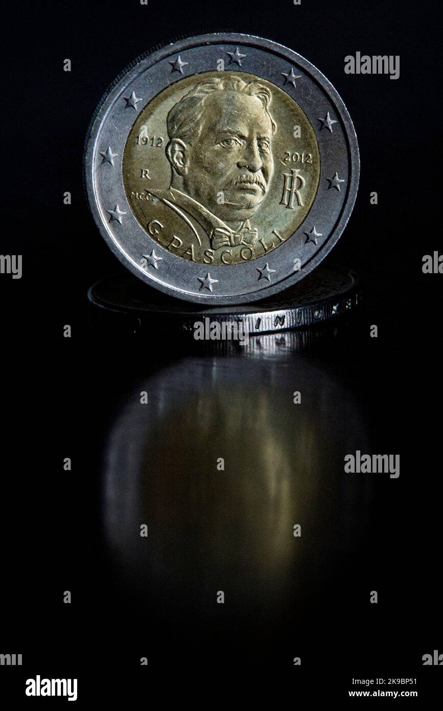 Two euro commemorative coin of the Italian Republic dedicated to the ...