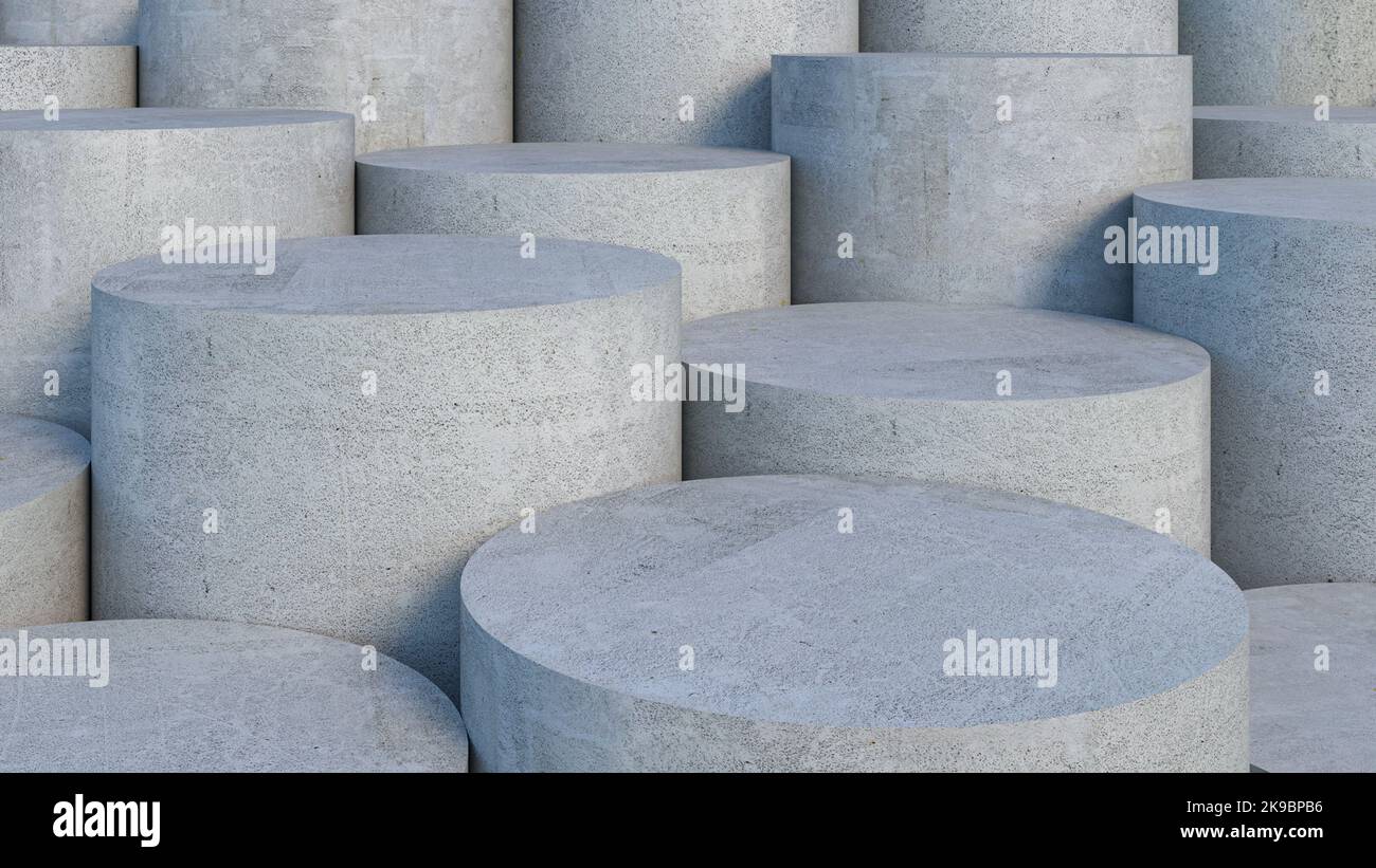 3D Cylinder Concrete Podium, Concrete Stage for Product Display, 3d ...