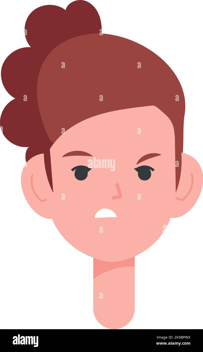 Irritated girl. Kid face portrait. Child head isolated on white ...