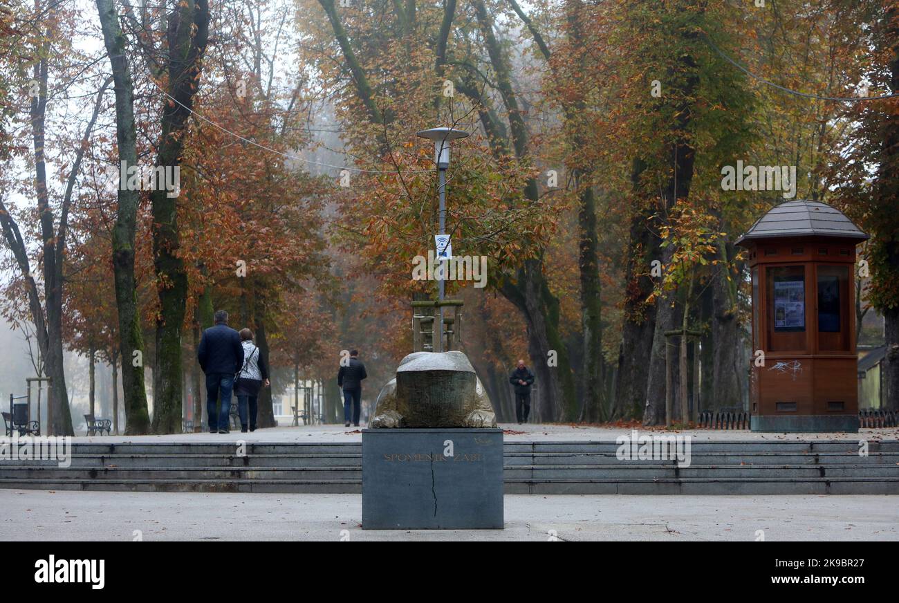 The Frog monument made by academic sculptor Stjepan Gracan seen in ...