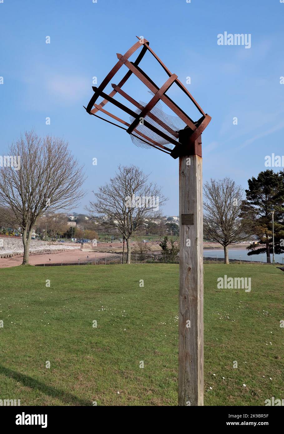 Fire beacon basket on Torquay seafront in need of repair Stock Photo ...