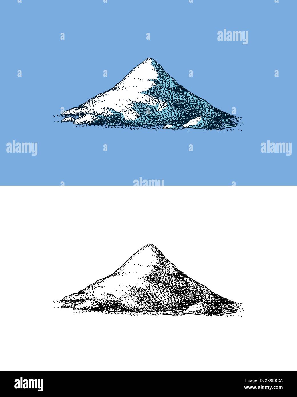 A handful of sea salt. Piles of seeds. Spice in natural packaging ...