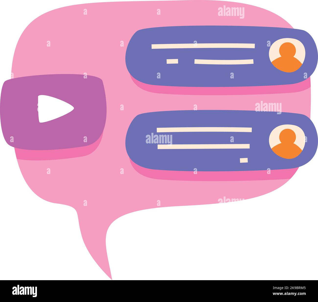 Chat message icon. Social media cloud with video and text isolated on ...